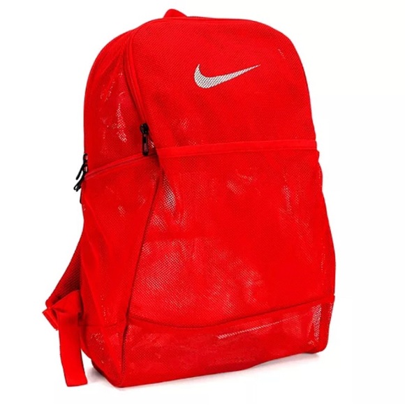 Nike | Bags | New Authentic Nike Brasilia Red Mesh Backpack Htf | Poshmark